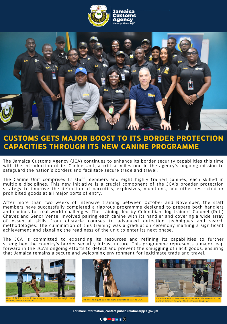 Jamaica Customs gets Major Boost to its Border Protection Capacities ...